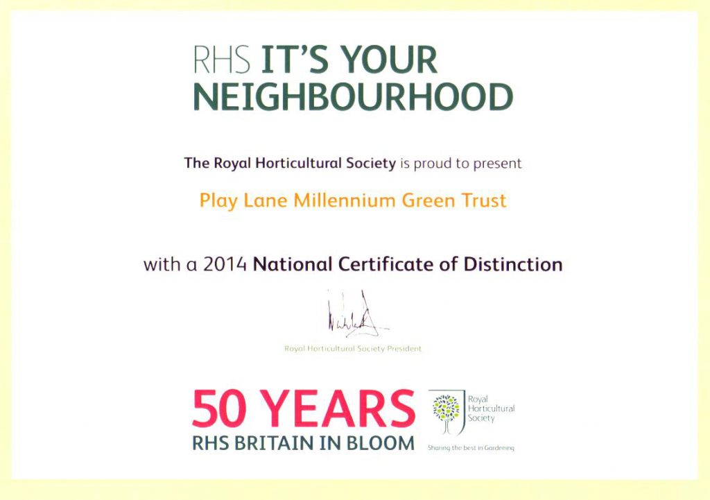 RHS In Bloom Awards - Play Lane Millennium Green